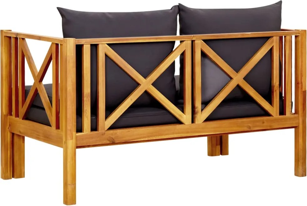 2místná zahradní lavice s poduškami 122 cm masivní akácie 310308