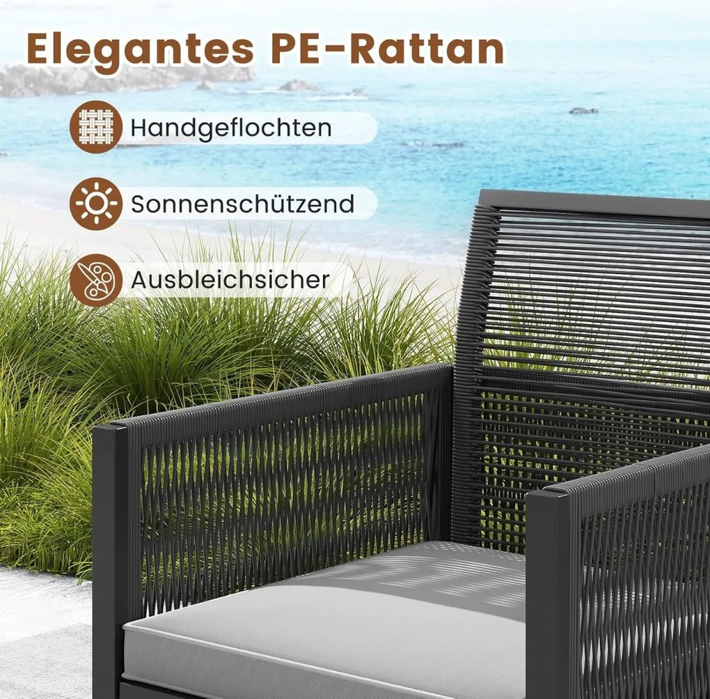 Costway 5 ks. Rattan garden furniture set including 2 chairs s cushions a stool