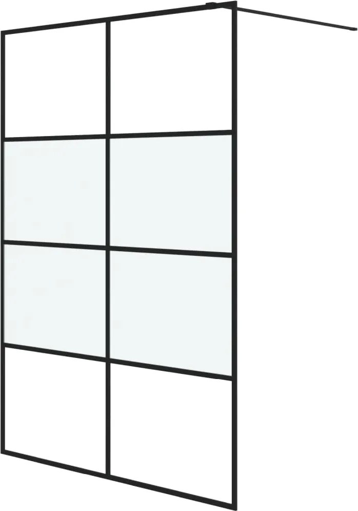 Sprchová zástěna walk-in černá 140x195 cm napůl mléčné ESG sklo 152129