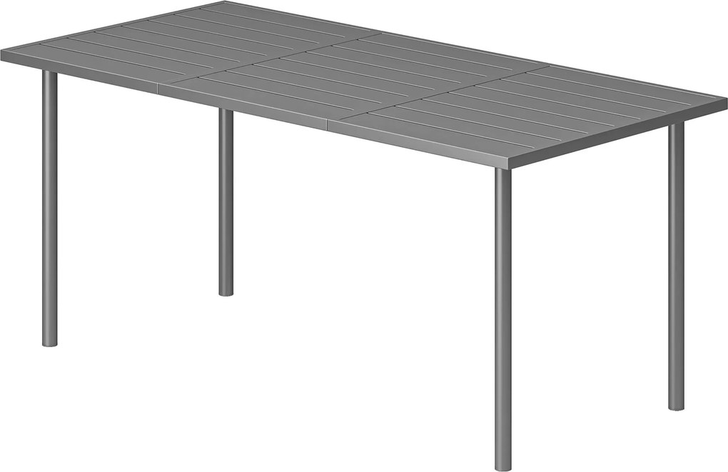 Outsunny venkovní jídelní stůl 165 × 80 cm pro 6 osob — laťová kovová deska, práškově lakovaný ocelový rám, odolný vůči povětrnostním vlivům | Aosom