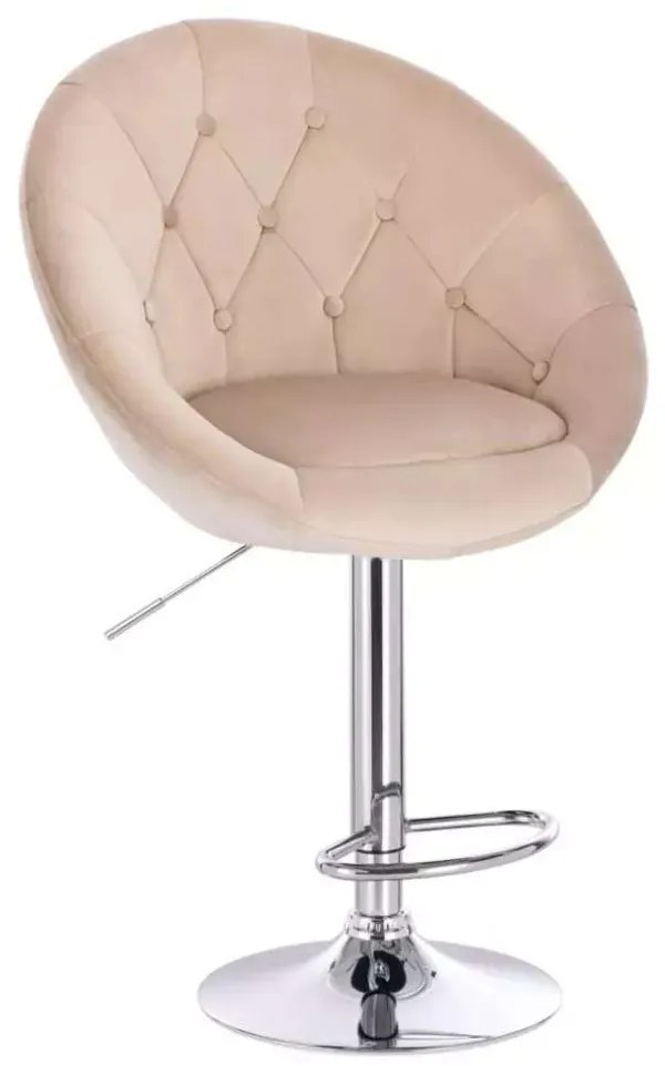 LuxuryForm DESIGN Barová židle VERA VELUR na stříbrné kulaté podstavě - latte