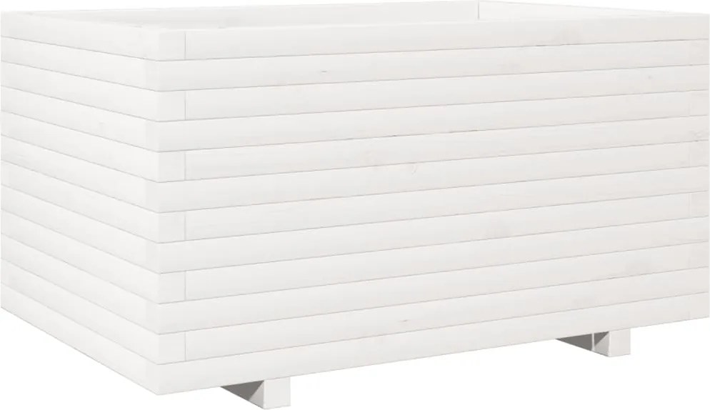 Zahradní truhlík bílý 90 x 60 x 49,5 cm masivní borové dřevo 3282565