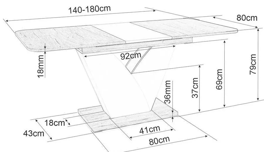 Jídelní stůl Cabot, dub kraft / krémová