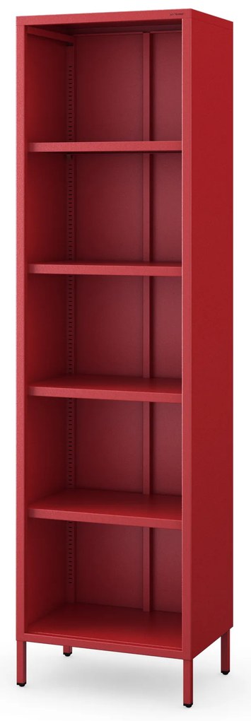 Regál plytký otevřený na knihy na nožičkách červený, 500x1800x350 mm: MARIO Modern