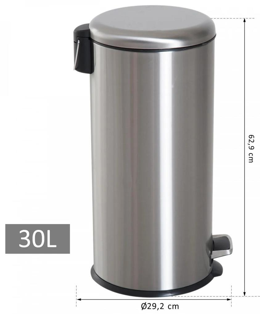 Goleto Pedálový odpadkový koš 30L | stříbrný