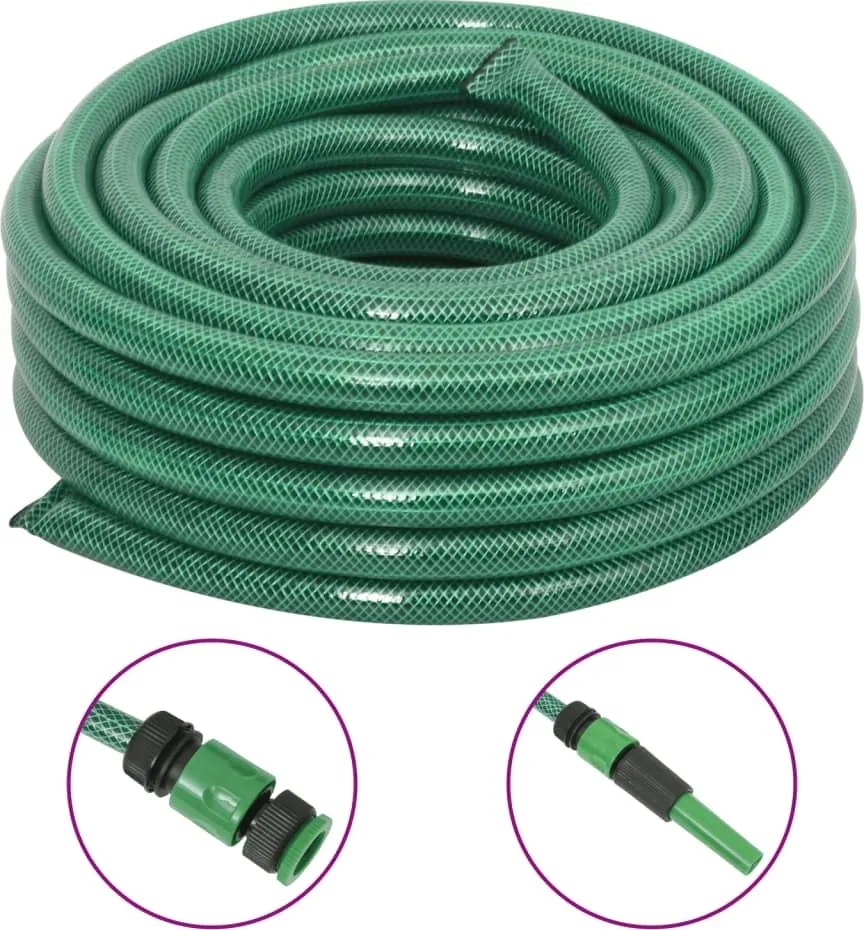 vidaXL Zahradní hadice se sadou koncovek zelená 0,75" 50 m PVC [154384]