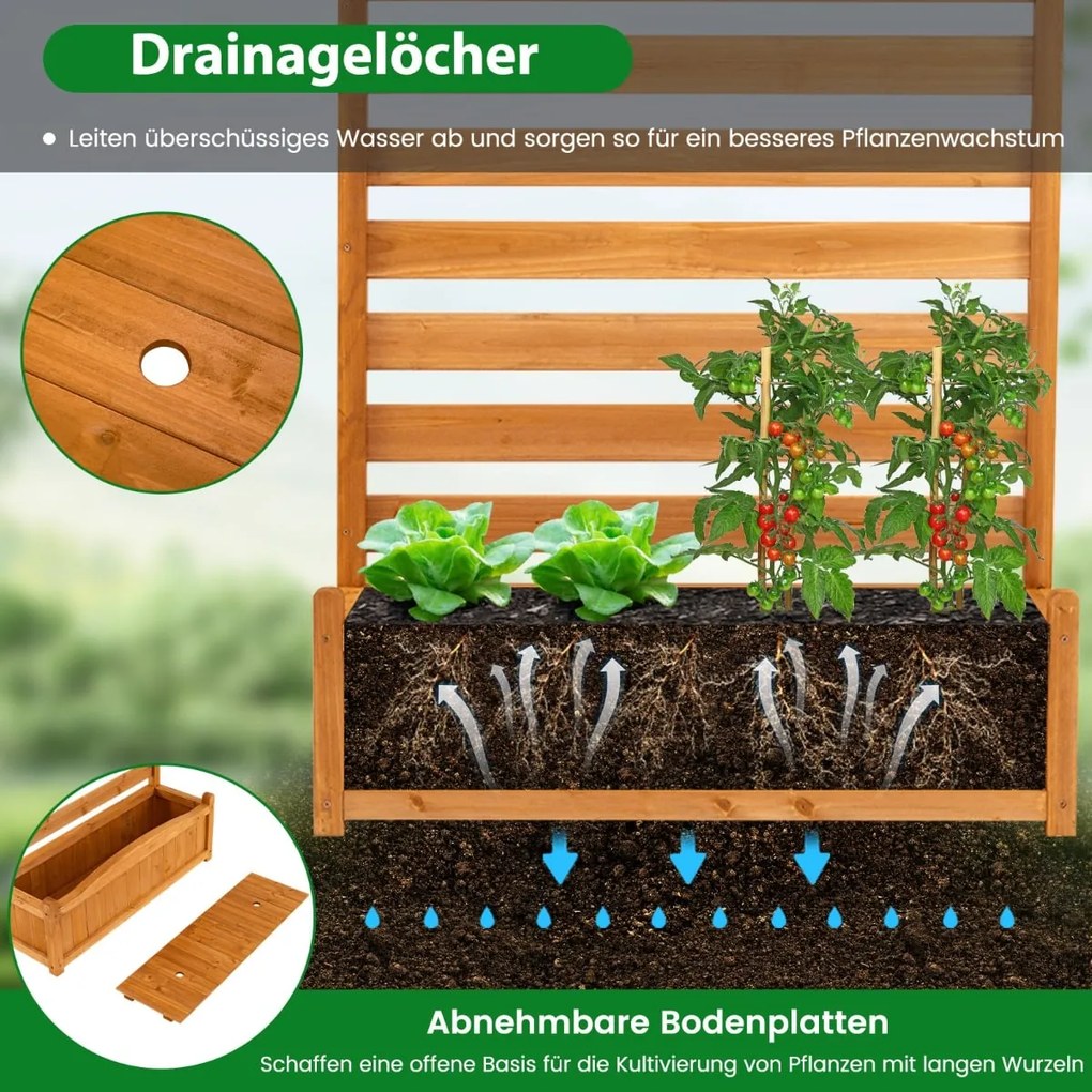 Costway 2 kus dřevěného panelu s truhlíkem na rostliny a drenážními otvory
