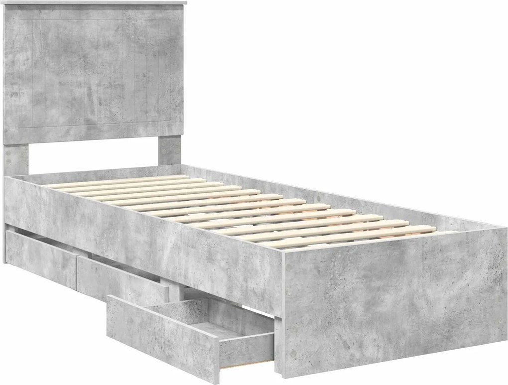 Rám postele s čelo Betonově šedá 75 x 190 cm Inženýrské dřevo 3411169