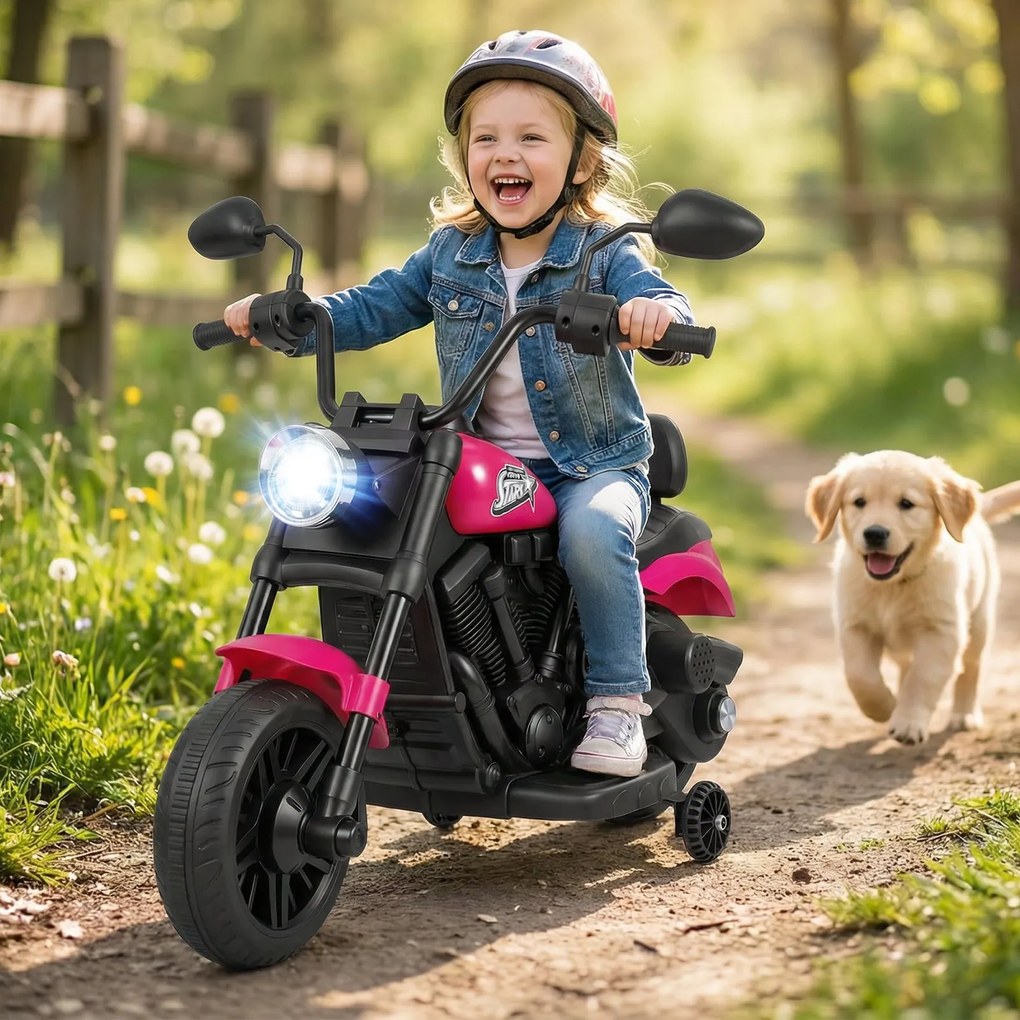 Costway 6 V dětský motocyklový chopper motorka s hudebním světlometem nožním