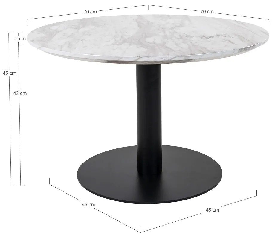 Kulatý konferenční stolek Kane 70 cm imitace mramoru / černý