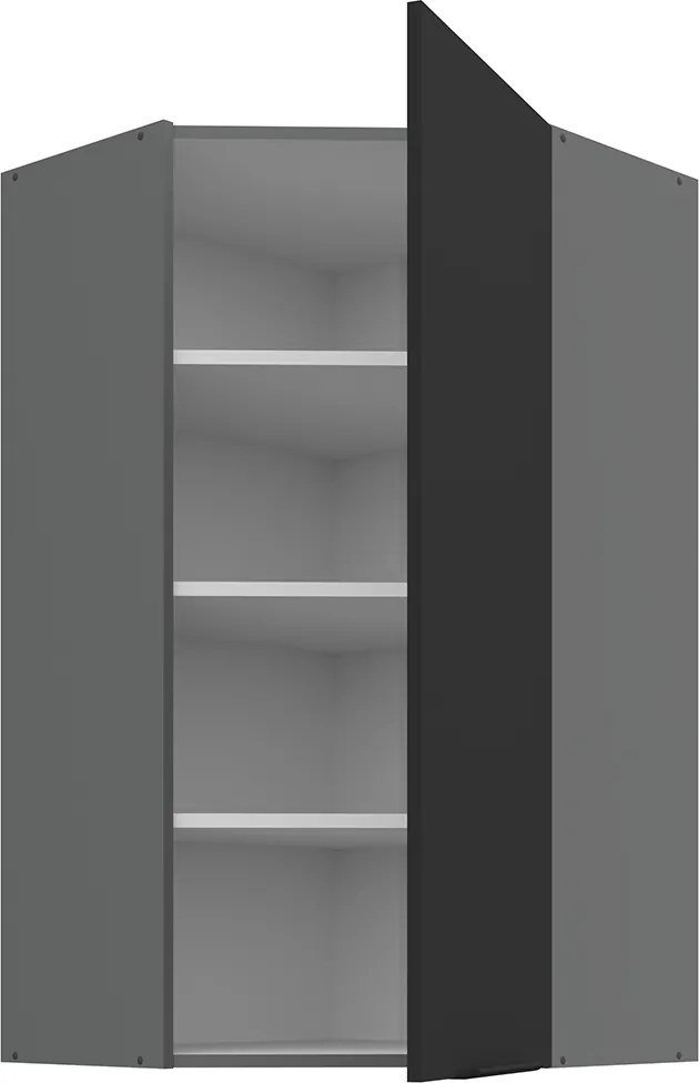 ARIA ab | horní kuchyňská skříňka 60x60 GN-108 1F (45°) rohová s policemi | 60x60 cm | EXTRA VYSOKÁ | antracit/černá