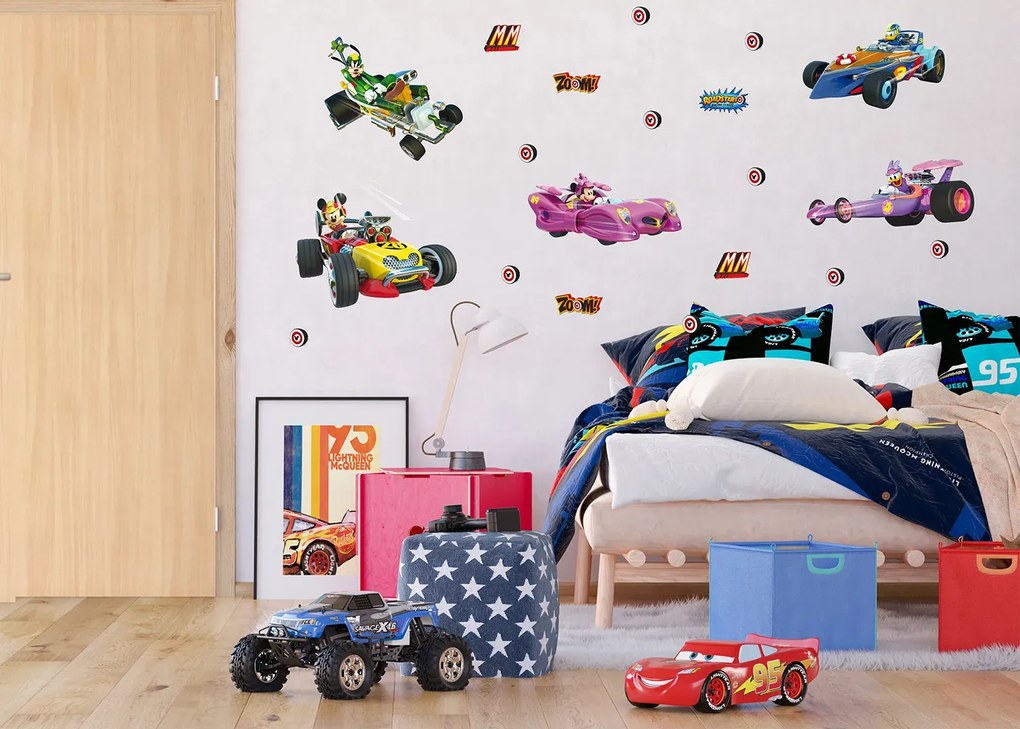 Dětská samolepka na zeď Disney Myšák Mickey Auta | 65 x 85 cm | DDK2308