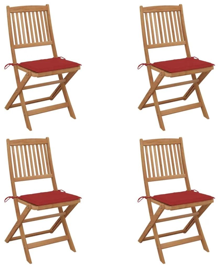 3064677 vidaXL Skládací zahradní židle s poduškami 4 ks masivní akáciové dřevo