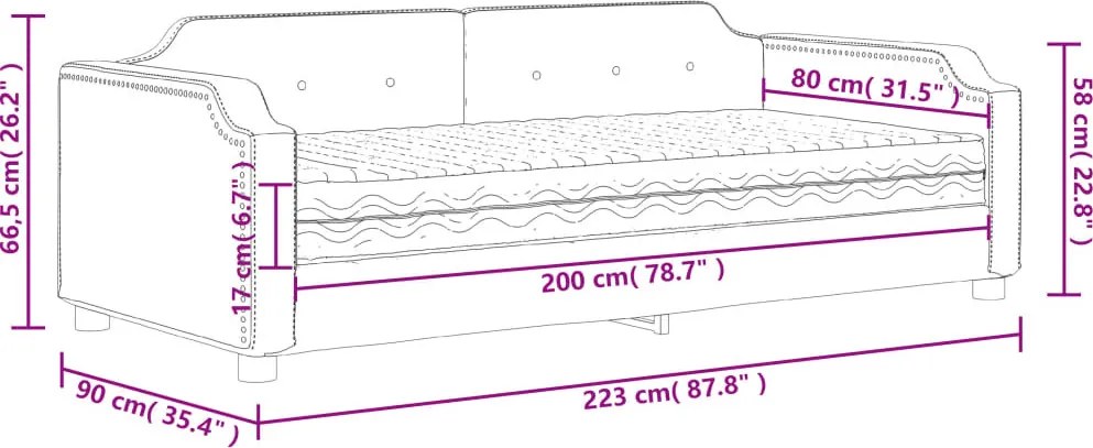 vidaXL Válenda s matrací 80 x 200 cm textil [3197614] Barva: Černá