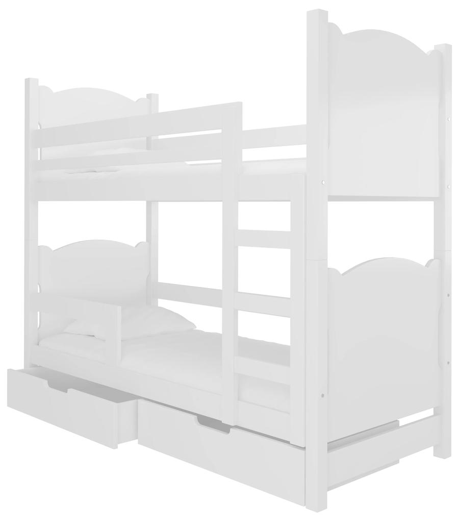 Dvoupatrová postel s matracemi MARABA Hlavní barva: Bílá, Další barva: Bílý