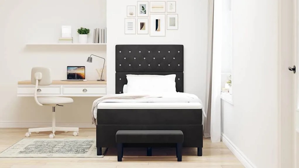 Postel s boxspringem s čelo Černá 200 x 120 cm samet 3344440