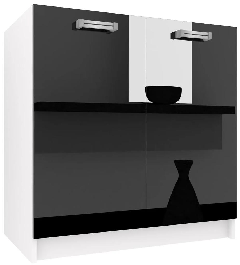 Kuchyňská skříňka Belini dřezová 80 cm černý lesk  bez pracovní desky  INF SDZ80/0/WT/B/0/D