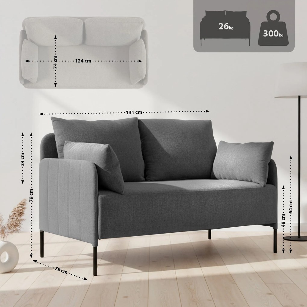 Ziden Couch 2 Sitzer látka – tmavě šedá