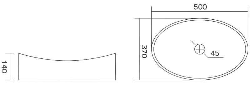 Mexen Kivo, skleněné umyvadlo na desku 50 × 37 cm, černá, 24215070
