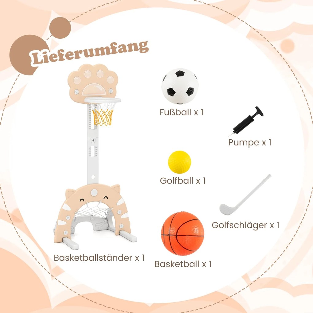 Costway 3 v 1 Dětský basketbalový koš Dětské sportovní centrum