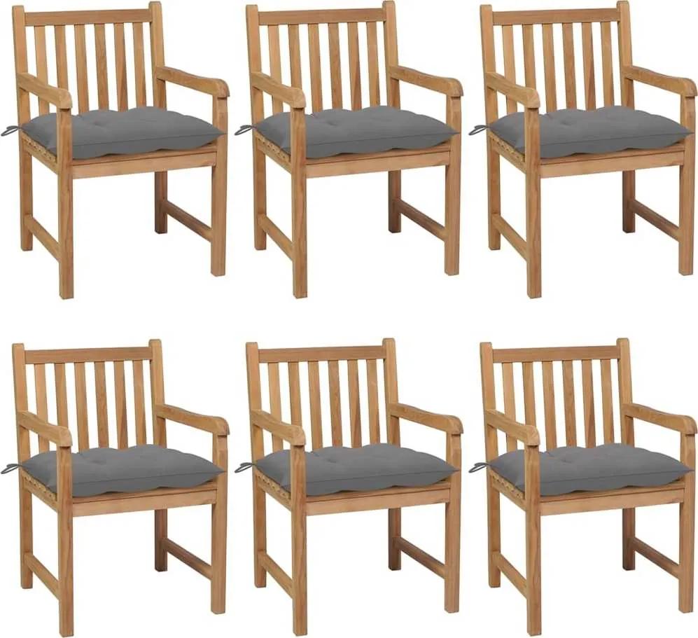vidaXL Zahradní židle 6 ks podušky masivní teakové dřevo [3073050] Barva: antracitová