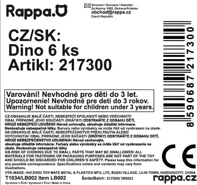 RAPPA Sada dinosaurů v krabici / Figurky / 5 ks / cca 5-13 cm