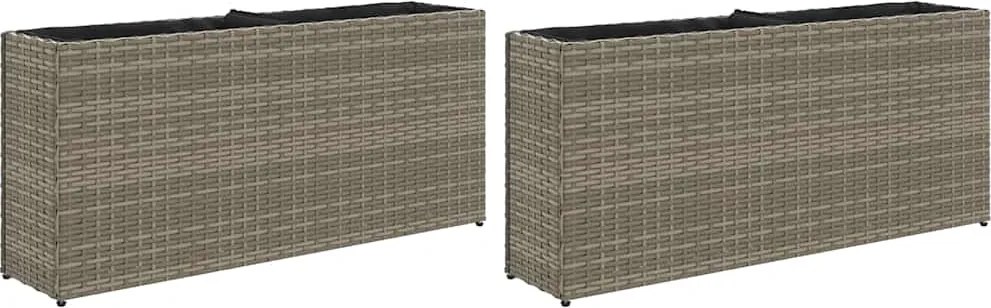 Zahradní truhlíky se 2 květináči 2 ks šedé 90 x 20 x 40 cm 3210515