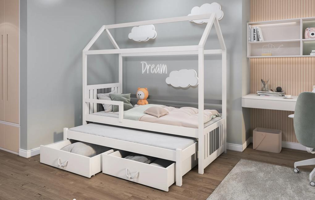 Moderní dětská postel ve tvaru domečku Jana, bílá (180x80cm)