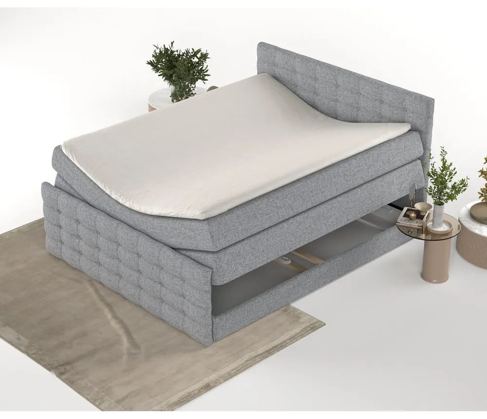 Šedá boxspring postel s úložným prostorem 200x200 cm Blend – Maison de Rêve