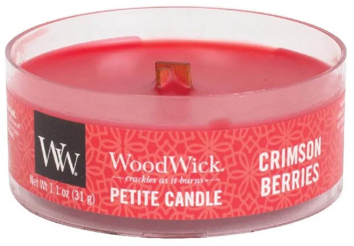 WoodWick - vonná svíčka Petite, Crimson Berries (Červená jeřabina) 31g