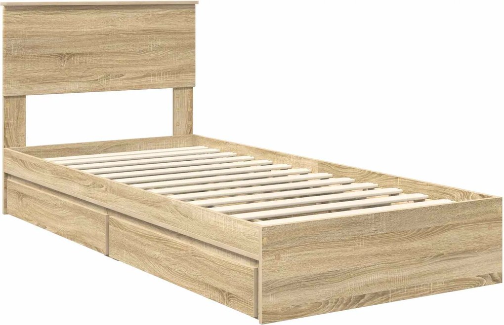 Postel s úložným prostorem se zásuvkou Sonoma dub 90 x 190 cm 3408496