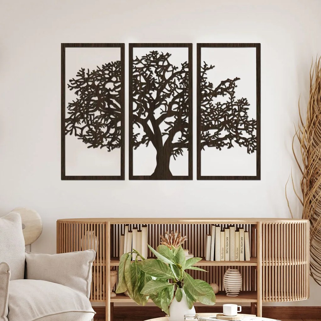 dřevo života 3 dílný dřevěný strom XXL Zvolte barvu dekoru: Wenge, Rozměry (cm): 180x129