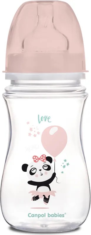Canpol babies Antikoliková širokohrdlá lahev EXOTIC ANIMALS 240ml růžová