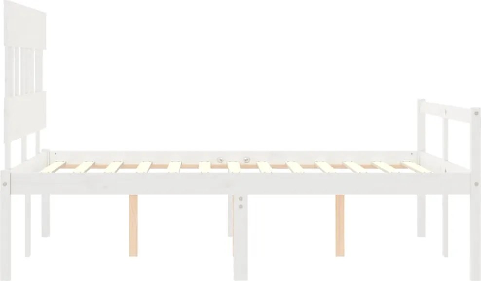 Postel s čelem pro seniory bílý 140x190 cm masivní dřevo 3195397