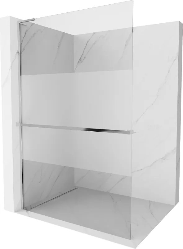 Mexen Kioto+ L, sprchová zástěna Walk-In s poličkou a věšákem 70 x 200 cm, 8mm čiré sklo-námraza, chromový profil, 800-070-123-01-35