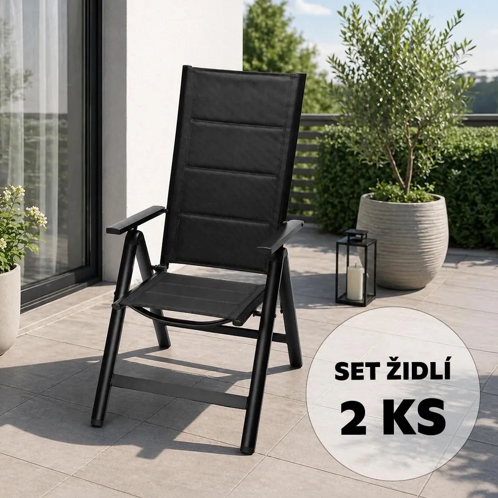 Set 2 ks hliníkových polohovacích  křesel Avenberg ISLA PLUS černá