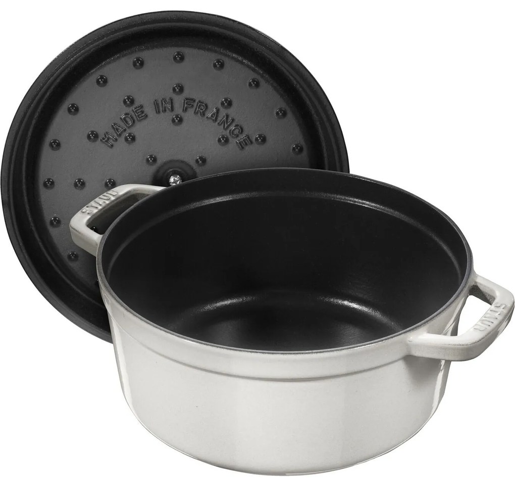 Staub Cocotte hrnec kulatý 24 cm/3,8 l bílá lanýžová, 11024107