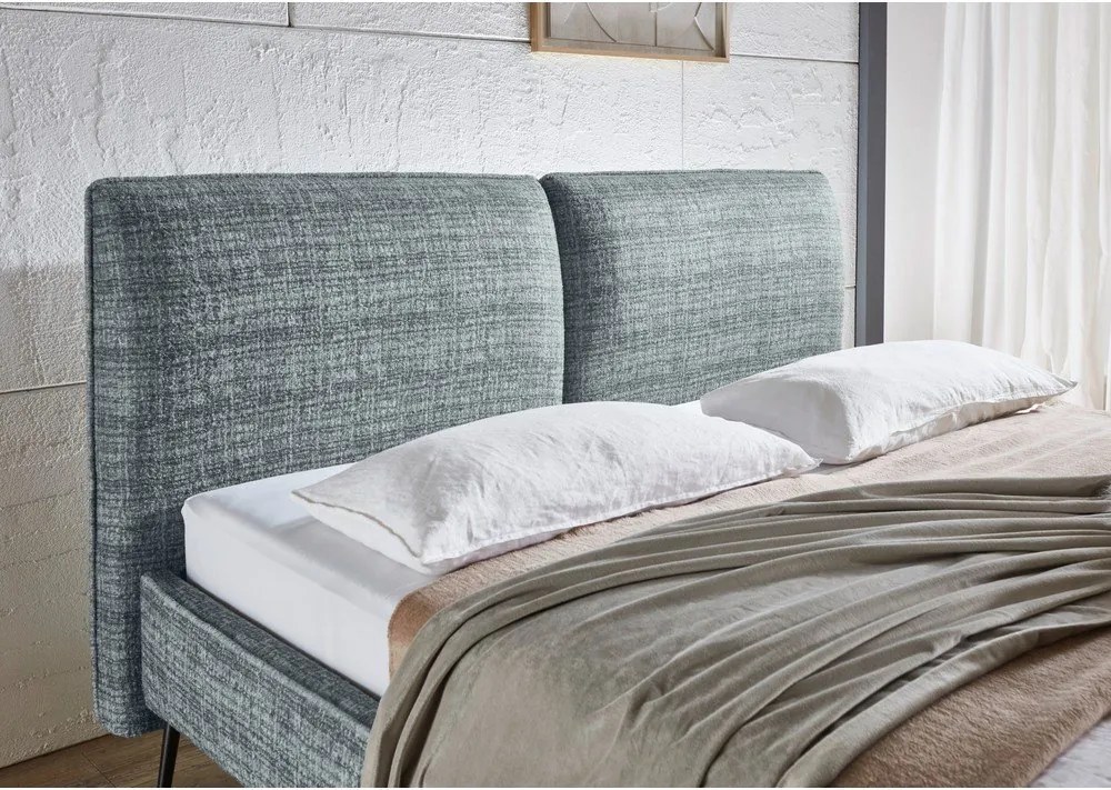 Modrá čalouněná dvoulůžková postel bez roštu 180x200 cm Infinity – Meise Möbel