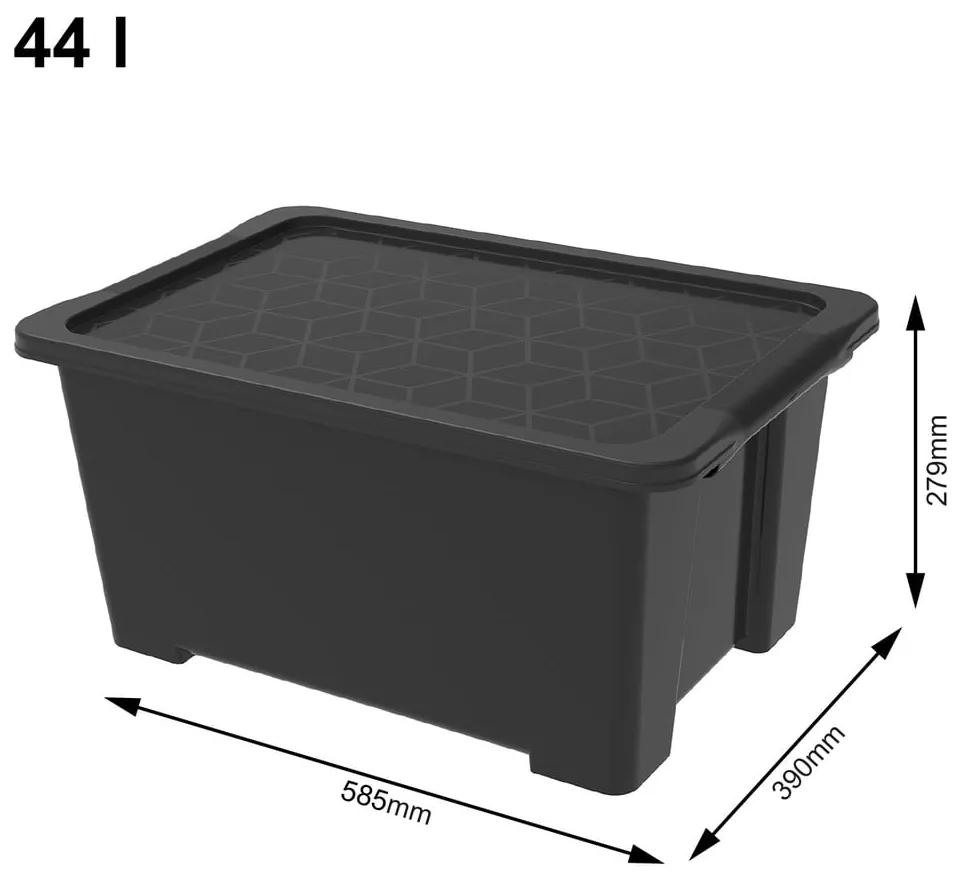 Leskle černý plastový úložný box s víkem Evo Easy - Rotho