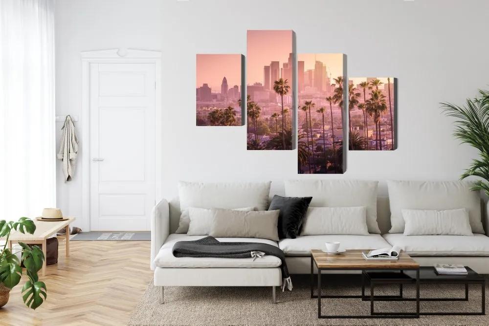 Vícedílný obraz Centrum Los Angeles Při Západu Slunce Nedostatek Nedostatek Přírodní plátno 80x50