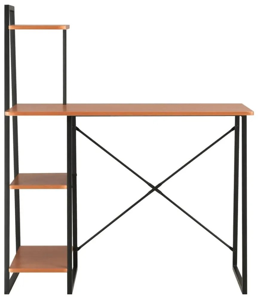 Petromila Psací stůl s poličkami černý a hnědý 102 x 50 x 117 cm
