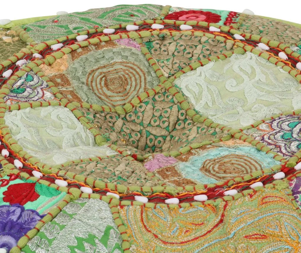 Sedací puf patchwork - zelený | 40x20 cm