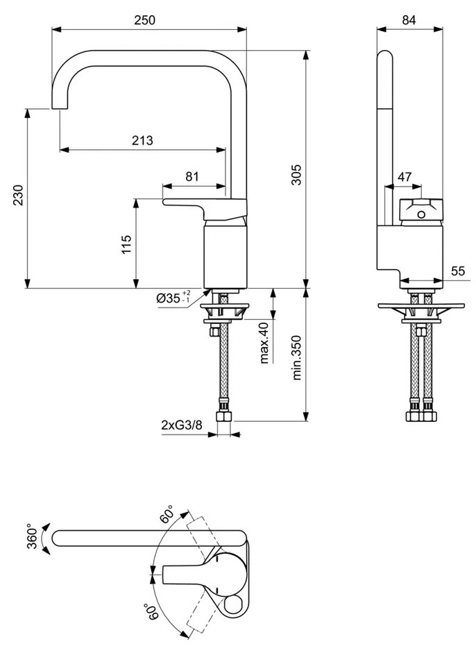 Ideal Standard Active - Kuchyňská baterie s vysokým vývodem, Chrom, B8084AA