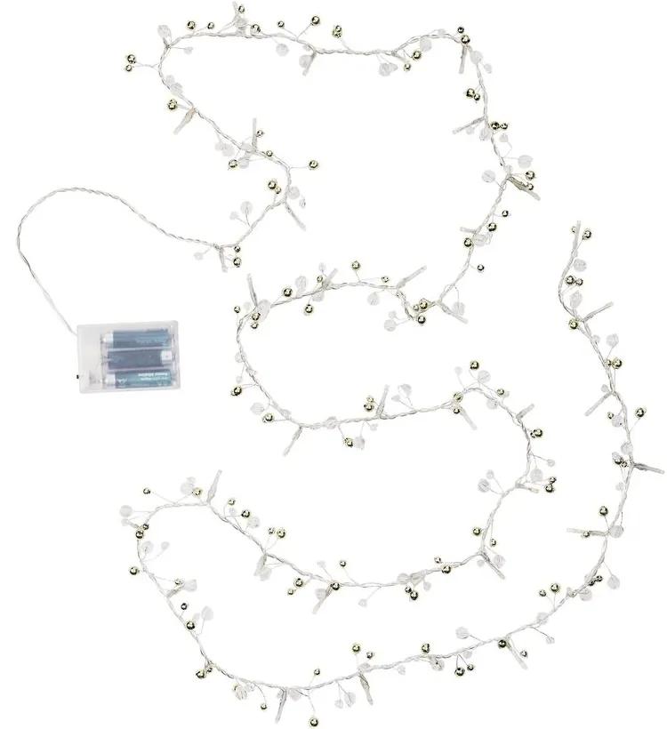 Butlers JINGLE LIGHTS LED Světelný řetěz s USB s perlami a rolničkami 40 světel