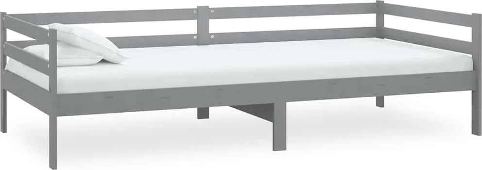 Denní postel s matrací 90 x 200 cm šedá masivní borové dřevo 3083571