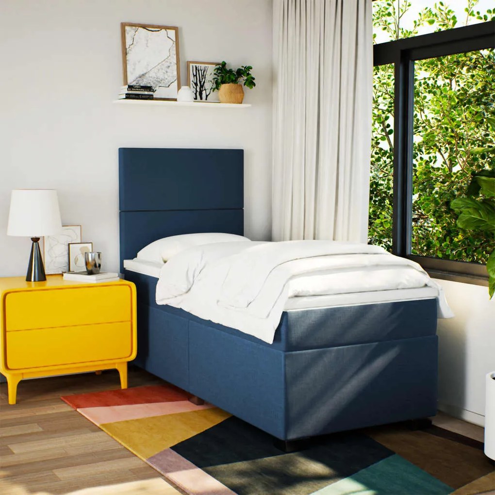 Box spring postel s matrací modrá 80x200 cm textil 3290314