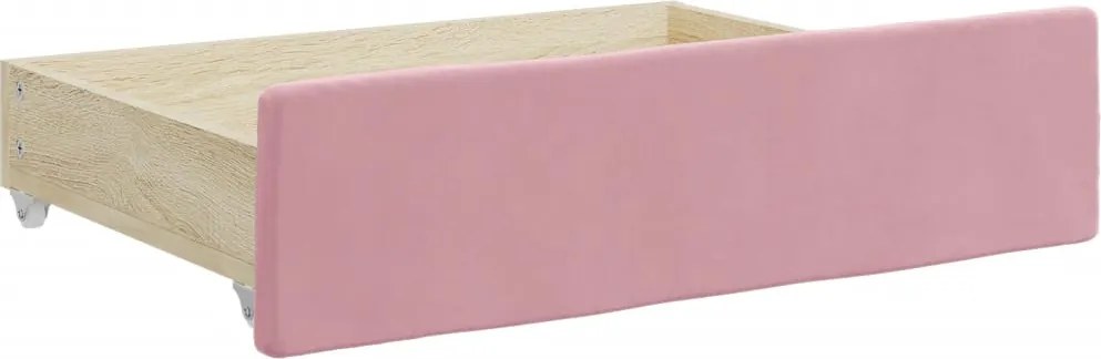 Válenda s přistýlkou a zásuvkami růžová 80 x 200 cm samet 3197131