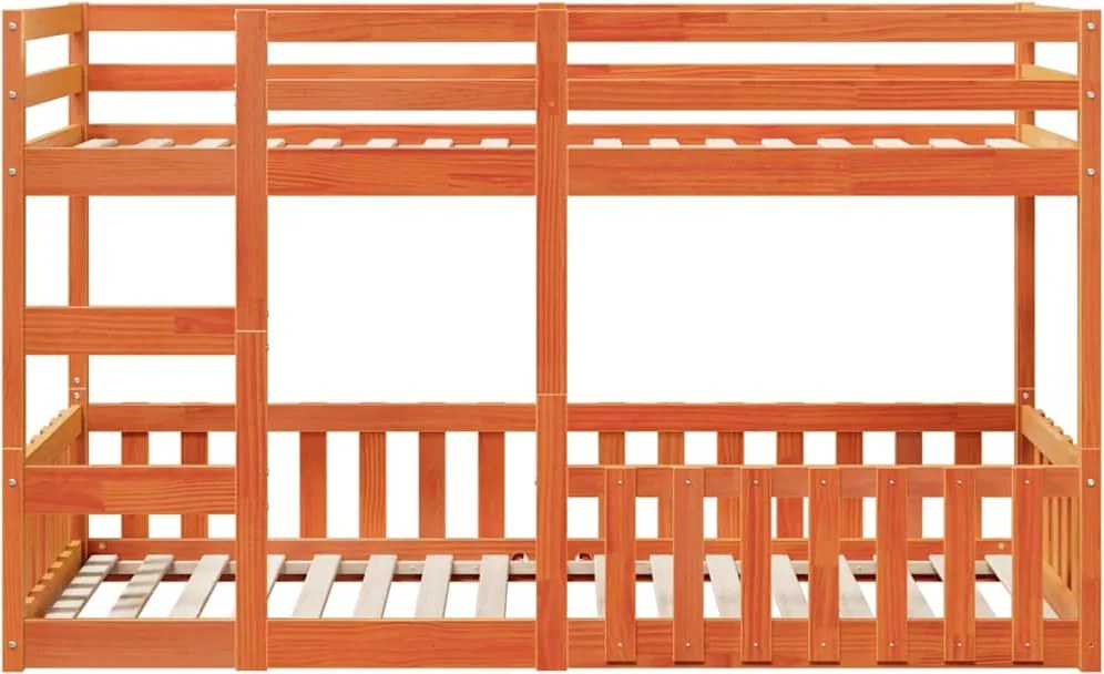 Patrová postel voskově hnědá 90x200 cm masivní borové dřevo 3308591