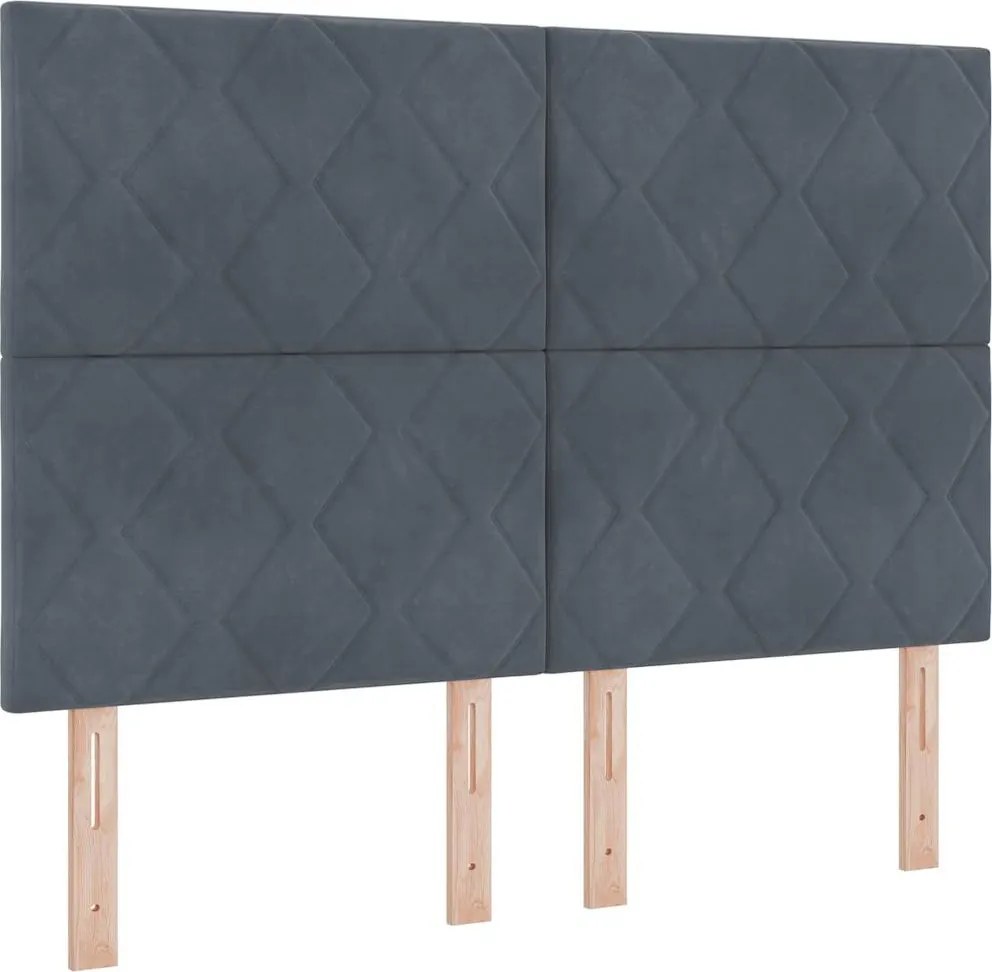 Postel s boxspringem s čelo Tmavě šedá 140 x 200 cm samet 3339903