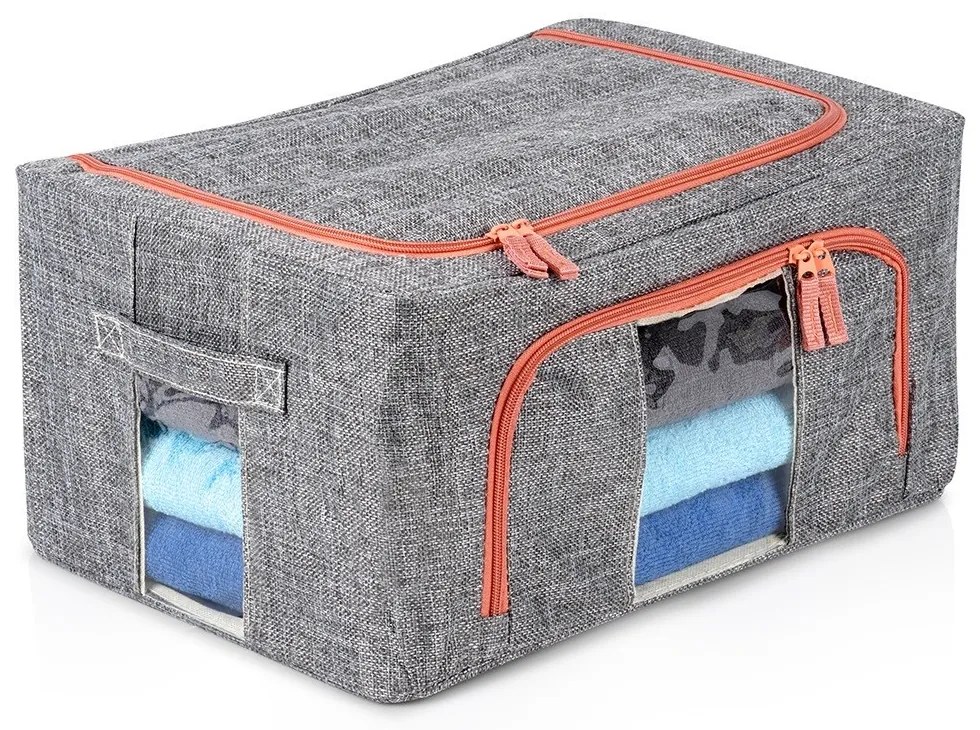 VILDE Látkový pevný box pro uskladnění textilu, šedý PILLOW 40x 30 x 20 cm (22l)